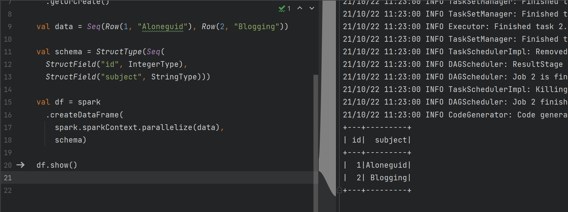 Create Apache Spark DataFrame In Memory